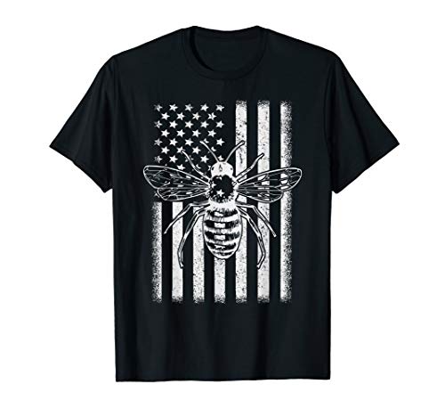 American Flag Honey Bee Honeycomb Beekeeper BeeKeeping T-Shirt – Little ...